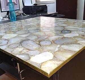 30 x 60 Inches White Agate Stone Dining Table Top with Elegant Look Rectangle Meeting Table from Indian Heritage Art and Crafts