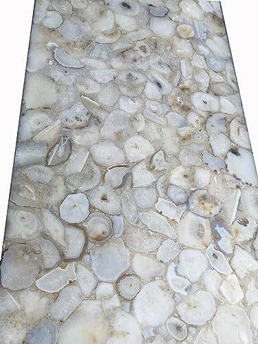 30 x 60 Inches White Agate Stone Dining Table Top with Elegant Look Rectangle Meeting Table from Indian Heritage Art and Crafts