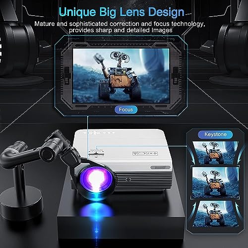 5G Projector with WiFi and Bluetooth,Native Full HD 1080P Outdoor Video Projector with 120'' Screen,12000L Movie Projector,4K & 300'' Display Support, Mini Projector Compatible w/TV Stick/Phone/PS5