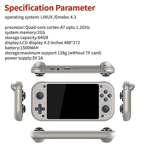 POWEST M17 Handheld Game Console with 10000 Games, 4.3 Inch HD LCD Screen Retro Video Gaming Console, 3D Joystick & 64-Bit 3D Emulators (64)