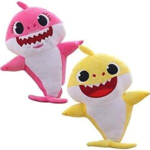 Baby Cute Plush Toy Plush Shark Toy That Sings with Music and Luminous Light is The Best Birthday Gift for Children … (Yellow)