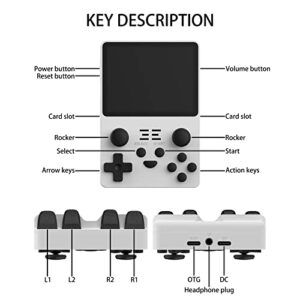 Handheld Games Retro Game Console 64G TF Card Buit in Games and Emulators Video Come Consoles 3.5 Inch IPS 640*480 Screen Support Linux System-White