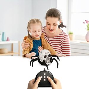 Fiopet 2023 New Halloween Skeleton Decor Remote Control Toy, Scary RC Spider Skeleton Prank Toy with Light Up Eyes, Electric Remote Control Spider Halloween Toy Gifts for Kids Adults (#A1)