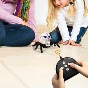 Fiopet 2023 New Halloween Skeleton Decor Remote Control Toy, Scary RC Spider Skeleton Prank Toy with Light Up Eyes, Electric Remote Control Spider Halloween Toy Gifts for Kids Adults (#A1)