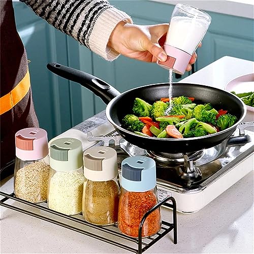 Salt and Pepper Shakers Precise Quantitative Push Type, Quantitative Seasoning Bottle, Salt and Pepper Shaker Set, Glass Salt Dispenser, 0.02 Ounce Metering Salt Shaker (B 2PCS)