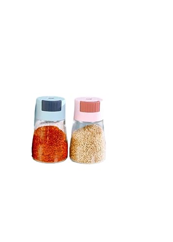 Salt and Pepper Shakers Precise Quantitative Push Type, Quantitative Seasoning Bottle, Salt and Pepper Shaker Set, Glass Salt Dispenser, 0.02 Ounce Metering Salt Shaker (B 2PCS)