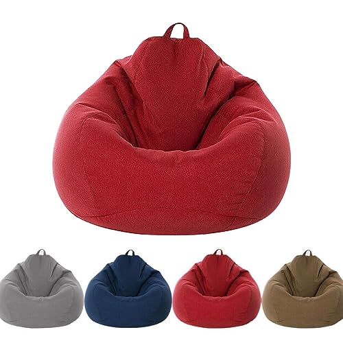 Bean Bag Chair Cover (No Filler) for Kids and Adults, Stuffable Zipper Beanbag Cover, Pets Dogs/Cats Lazy Beds, Stuffed Animal Storage, Lounger High Back Large Storage Sack