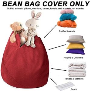 Bean Bag Chair Cover (No Filler) for Kids and Adults, Stuffable Zipper Beanbag Cover, Pets Dogs/Cats Lazy Beds, Stuffed Animal Storage, Lounger High Back Large Storage Sack