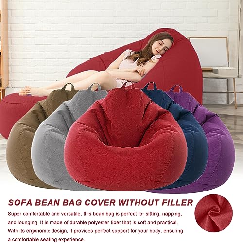 Bean Bag Chair Cover (No Filler) for Kids and Adults, Stuffable Zipper Beanbag Cover, Pets Dogs/Cats Lazy Beds, Stuffed Animal Storage, Lounger High Back Large Storage Sack