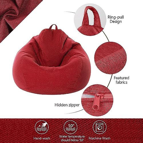 Bean Bag Chair Cover (No Filler) for Kids and Adults, Stuffable Zipper Beanbag Cover, Pets Dogs/Cats Lazy Beds, Stuffed Animal Storage, Lounger High Back Large Storage Sack