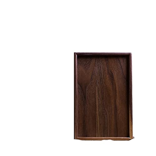 VEMMIO Breakfast Tray Black Walnut Rectangular Tray Hotel Restaurant Wooden Fruit Tray Cake Breakfast Snack Storage Organization Tea Tray (Color : 30x20x2cm)