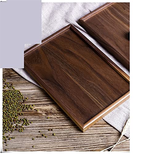 VEMMIO Breakfast Tray Black Walnut Rectangular Tray Hotel Restaurant Wooden Fruit Tray Cake Breakfast Snack Storage Organization Tea Tray (Color : 30x20x2cm)