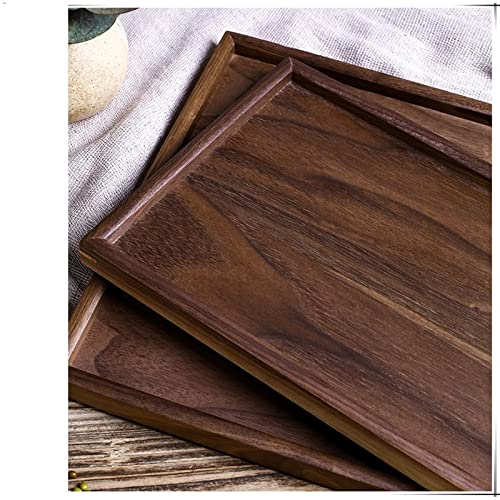 VEMMIO Breakfast Tray Black Walnut Rectangular Tray Hotel Restaurant Wooden Fruit Tray Cake Breakfast Snack Storage Organization Tea Tray (Color : 30x20x2cm)