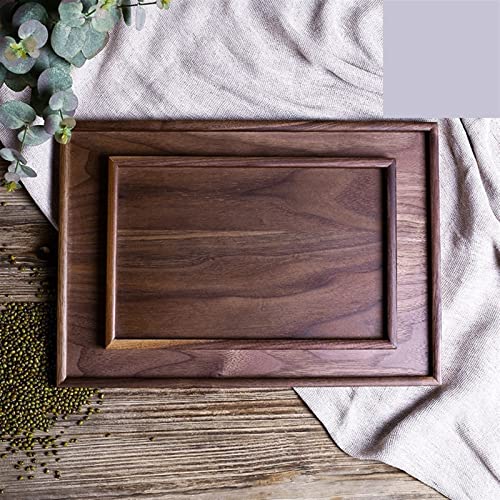 VEMMIO Breakfast Tray Black Walnut Rectangular Tray Hotel Restaurant Wooden Fruit Tray Cake Breakfast Snack Storage Organization Tea Tray (Color : 30x20x2cm)