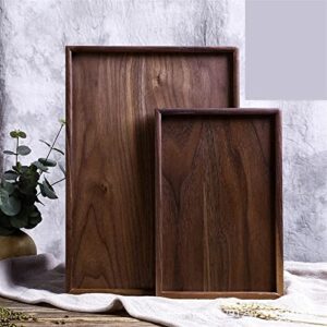 VEMMIO Breakfast Tray Black Walnut Rectangular Tray Hotel Restaurant Wooden Fruit Tray Cake Breakfast Snack Storage Organization Tea Tray (Color : 30x20x2cm)