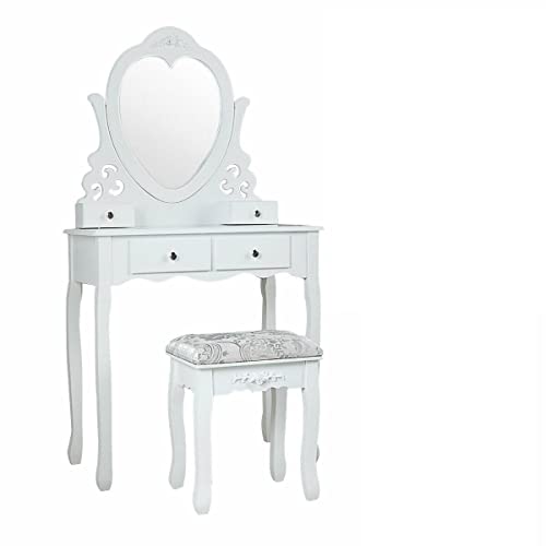 NJSV 4 Drawers Makeup Vanity Set Dressing Table Shuq Vanity Desk Makeup Vanity Side Tables Bedroom Vanity Table Portable Desk Vanity Set