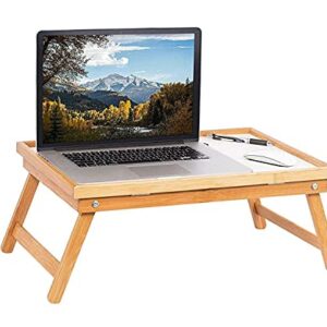 Wood Breakfast Bed Tray Lap Desk Serving Table Foldable Legs Bamboo Food Dinner GPJJPUS