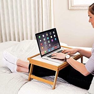 Wood Breakfast Bed Tray Lap Desk Serving Table Foldable Legs Bamboo Food Dinner GPJJPUS