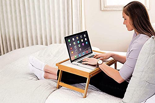 Wood Breakfast Bed Tray Lap Desk Serving Table Foldable Legs Bamboo Food Dinner GPJJPUS