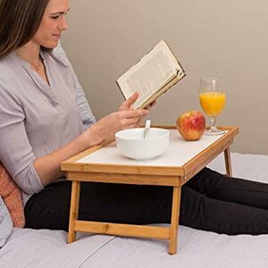 Wood Breakfast Bed Tray Lap Desk Serving Table Foldable Legs Bamboo Food Dinner GPJJPUS