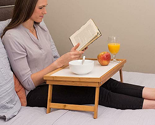 Wood Breakfast Bed Tray Lap Desk Serving Table Foldable Legs Bamboo Food Dinner GPJJPUS