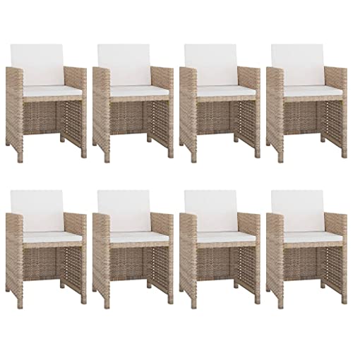 MBFLUUML Living Room Lounge Sets, Outdoor Patio Furniture, 9 Piece Patio Dining Set with Cushions Poly Rattan Beige Suitable for Patio, Porch, Backyard, Balcony.