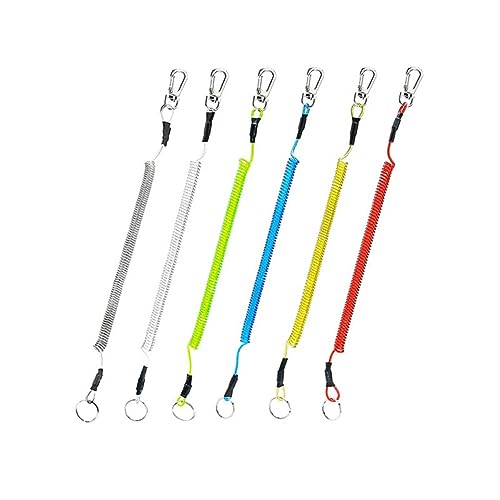 BESPORTBLE 24 Pcs Fishing Kayaks Fishing Gadgets Wire Fishing Tools Fishing Tether Kayak Tether Coiled Lanyard Security Gear Tools Plastic Key Rings Retractable Elastic Ropes Marine Miss Rope