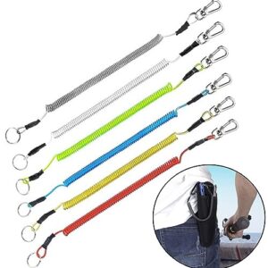 BESPORTBLE 24 Pcs Fishing Kayaks Fishing Gadgets Wire Fishing Tools Fishing Tether Kayak Tether Coiled Lanyard Security Gear Tools Plastic Key Rings Retractable Elastic Ropes Marine Miss Rope