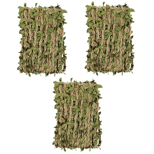 OSALADI 3 Rolls Simulated Rope and Rattan Artificial Rattan Faux Rattan Green Leaves Decor artificiales para Burlap Garland Natural Jute Twine Manual Burlap Rope Gift