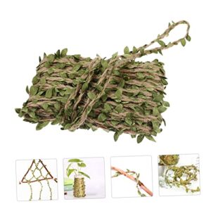 OSALADI 3 Rolls Simulated Rope and Rattan Artificial Rattan Faux Rattan Green Leaves Decor artificiales para Burlap Garland Natural Jute Twine Manual Burlap Rope Gift