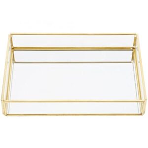 geeklls breakfast tray storage tray gold rectangle glass makeup organizer tray dessert plate jewelry display home kitchen decor