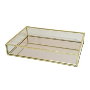 GEEKLLS Breakfast Tray Storage Tray Gold Rectangle Glass Makeup Organizer Tray Dessert Plate Jewelry Display Home Kitchen Decor