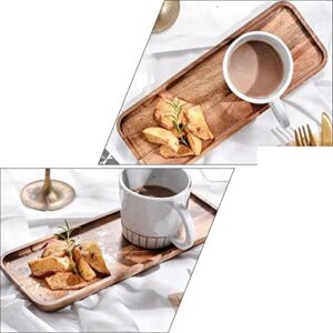 GEEKLLS Breakfast Tray Acacia Wood Coffee Tray Rectangular Food CupTrays Decorative Wood Tray Dessert Candy Bamboo Tray Tea Tray