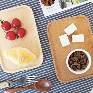 GEEKLLS Breakfast Tray Wooden Bamboo Coffee Tea Serving Tray Cheese Pizza Baking Bread Cake Dessert Rectangular Plate Fruit Platter Sour Candy Holder