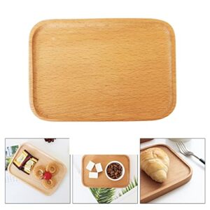 GEEKLLS Breakfast Tray Wooden Bamboo Coffee Tea Serving Tray Cheese Pizza Baking Bread Cake Dessert Rectangular Plate Fruit Platter Sour Candy Holder