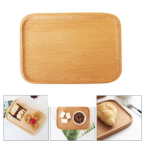 GEEKLLS Breakfast Tray Wooden Bamboo Coffee Tea Serving Tray Cheese Pizza Baking Bread Cake Dessert Rectangular Plate Fruit Platter Sour Candy Holder