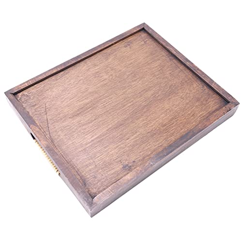 GEEKLLS Breakfast Tray Multi-Functional Wooden Serving Trays with Handle Rectangle Handmade Rattan Bamboo Tea/Oil Trays Dessert/Coffee/Fruits Plate 30.