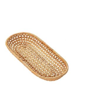 geeklls breakfast tray handmade woven oval rattan fruit basket bread tray wicker food tray serving basket weaving storage holder (size : small)