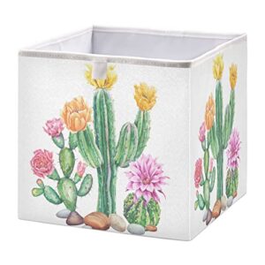 kigai cactus flower rectangular storage bins - 16x11x7 in large foldable storage basket fabric storage baskes organizer for toys, books, shelves, closet, home decor