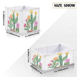 Kigai Cactus Flower Rectangular Storage Bins - 16x11x7 In Large Foldable Storage Basket Fabric Storage Baskes Organizer for Toys, Books, Shelves, Closet, Home Decor