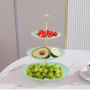 2pcs 3 Tier Shell Style Dessert Stands Fruit Plates for Wedding Baby Shower Birthday Tea Party Serving Platter (Green)