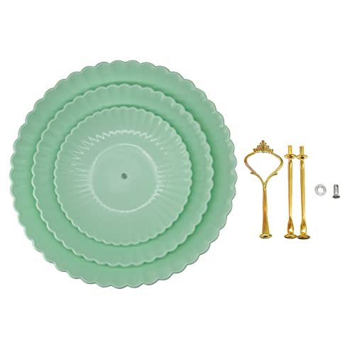 2pcs 3 Tier Shell Style Dessert Stands Fruit Plates for Wedding Baby Shower Birthday Tea Party Serving Platter (Green)