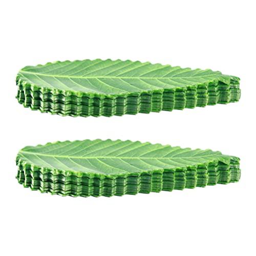 UPKOCH 200pcs Artificial Leaves Faux Tropical Leaves Sushi Grass Divider Bento Box Food Divider Decoration Sushi Baran for Hawaiian Luau Jungle Beach Party Kitchen Table Runner Centerpiece Place Mat