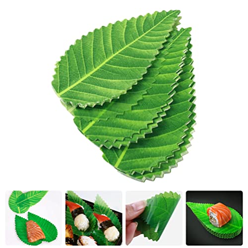 UPKOCH 200pcs Artificial Leaves Faux Tropical Leaves Sushi Grass Divider Bento Box Food Divider Decoration Sushi Baran for Hawaiian Luau Jungle Beach Party Kitchen Table Runner Centerpiece Place Mat