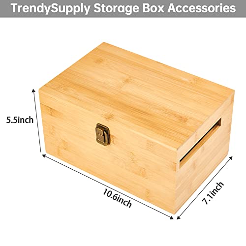 TrendySupply Storage Box with Movable Tray, Smell Proof Jar, Premium Decorative Wooden Bamboo Box, Extra Large Storage Space for Accessories (Original)