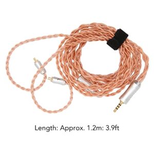 Earbuds Upgrade Cable, 2 Pin IEM Cable 0.78Mm Audio Aux Cord 1.2M 4 Core 2.5Mm Plug Silver Plated Replacement Headphone Cord, Single Crystal Copper Headphone Cable