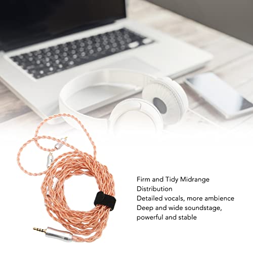 Earbuds Upgrade Cable, 2 Pin IEM Cable 0.78Mm Audio Aux Cord 1.2M 4 Core 2.5Mm Plug Silver Plated Replacement Headphone Cord, Single Crystal Copper Headphone Cable