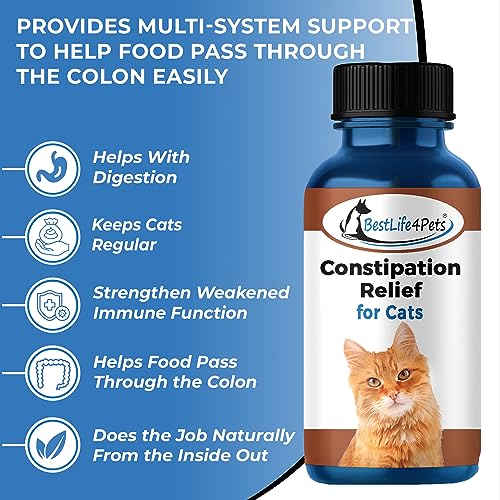 BestLife4Pets - Cats Constipation Relief and Stool Softeners - Natural Health Supplements to Help Digestion, Gas Relief and Constipation - Allergy Laxatives for Cats- Pills