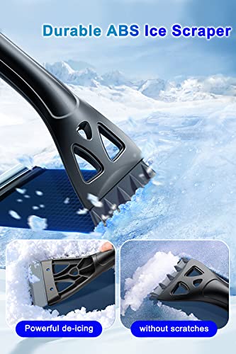 Motomate 37" Ice Scraper and Extendable Snow Brush, Detachable Snow Scraper with Foam Grip 360° Pivoting PVC Brush Head for Car Windshield, Truck, SUV (Blue)