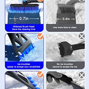 Motomate 37" Ice Scraper and Extendable Snow Brush, Detachable Snow Scraper with Foam Grip 360° Pivoting PVC Brush Head for Car Windshield, Truck, SUV (Blue)